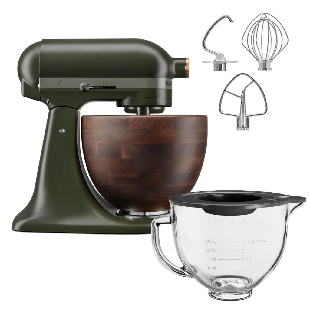 KitchenAid Evergreen 180 Artisan 4.8L Stand Mixer & Wooden Bowl ...